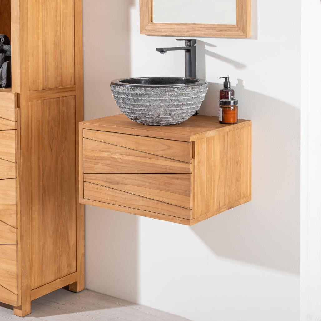 Meuble Salle De Bain Suspendu En Teck Cosy 50cm